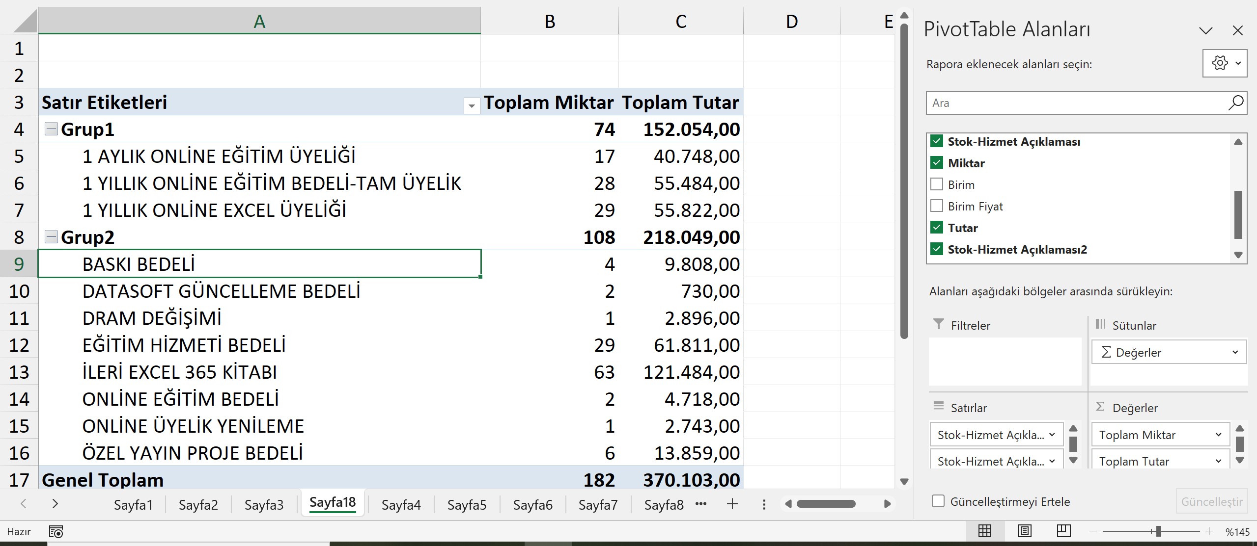 Pivot Tablo'da Gruplama Nasıl Yapılır? Pivot Tablo'da Gruplama Nasıl Yapılır?